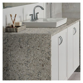 Beautiful White Quartz Countertops and Waterfall Islands - Kitchen ...