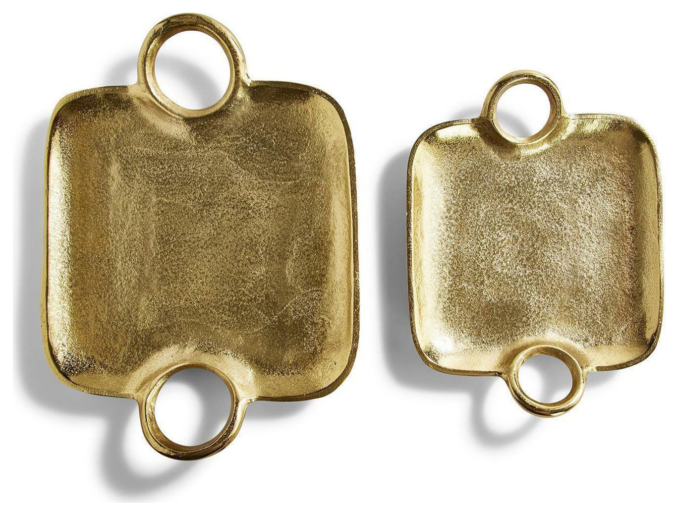 Two's Company Metropolitan Decorative Gold Trays With Handles, Set of 2 ...