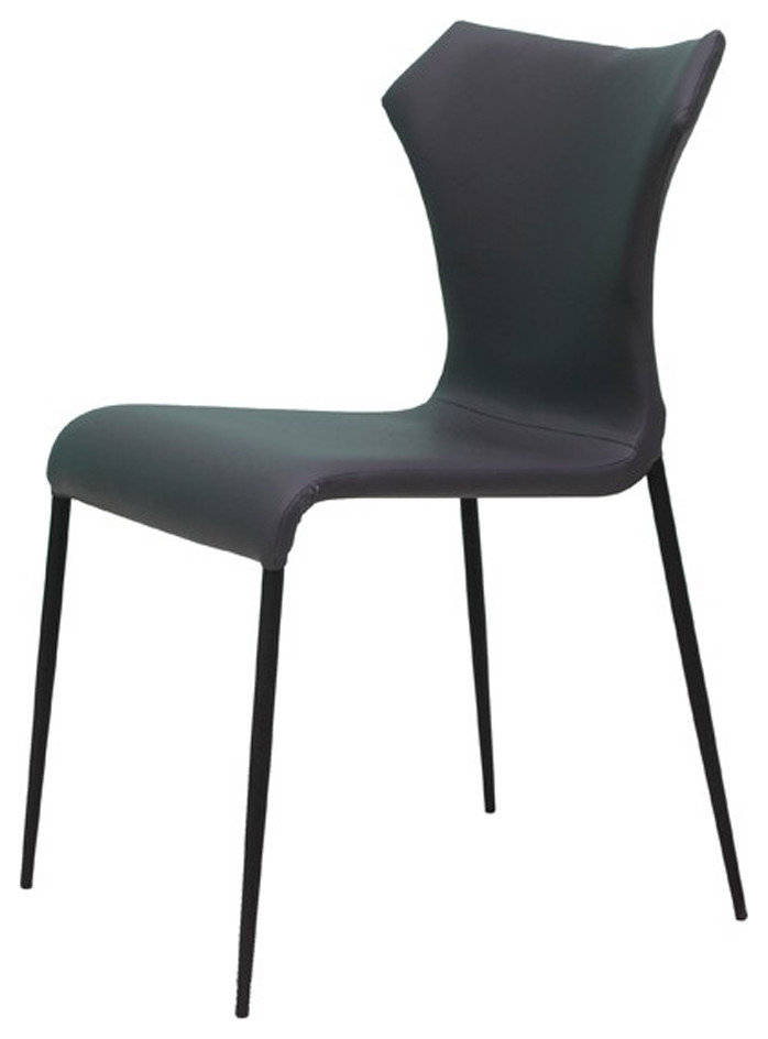 Leatherette Dining Chair with Thin Tapered Legs, Set of 2, Gray and ...
