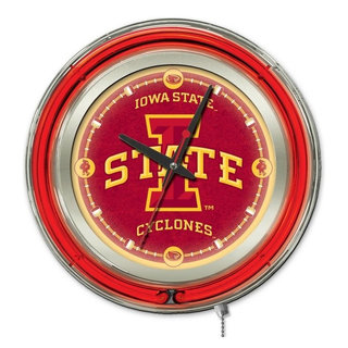 Iowa State Neon Clock - Contemporary - Wall Clocks - by Holland Bar ...