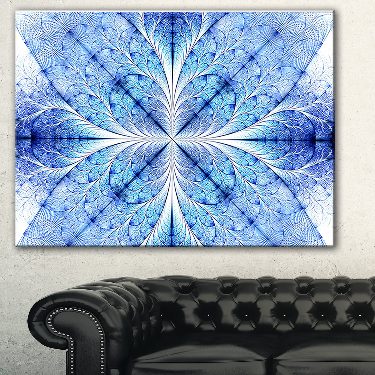 "Symmetrical Light Blue Pattern" Digital Wall Artwork, 32"x16 ...