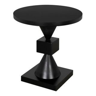 Theo Round Black Steel Base Side Table - Transitional - Side Tables And ...