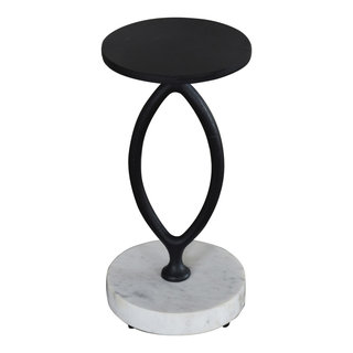 Bare Decor Aztec Table, Black Metal With White Marble Stone Base ...