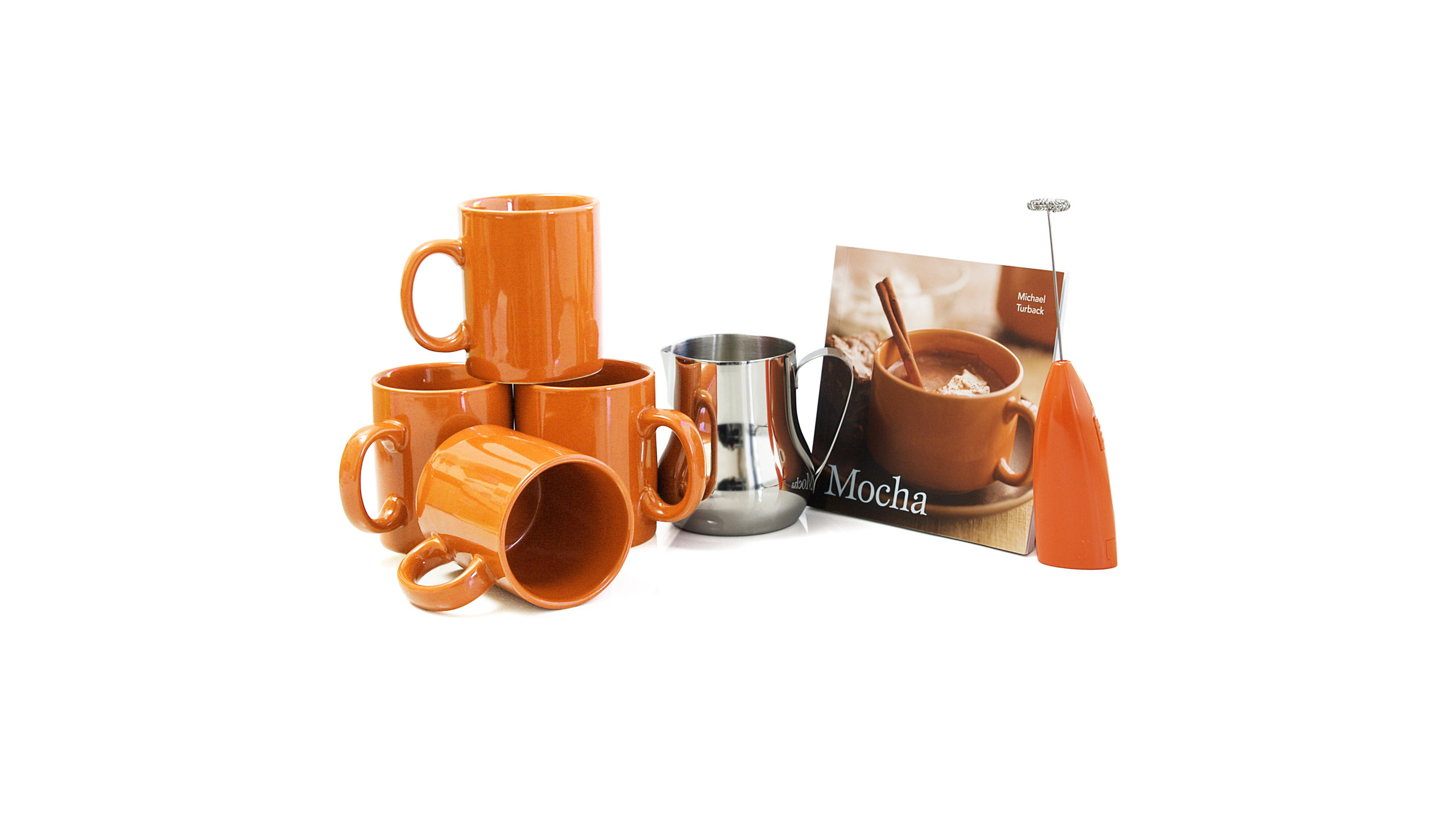 Barista Coffee Connoisseur 7 Piece Orange Mugs and Completer Set ...