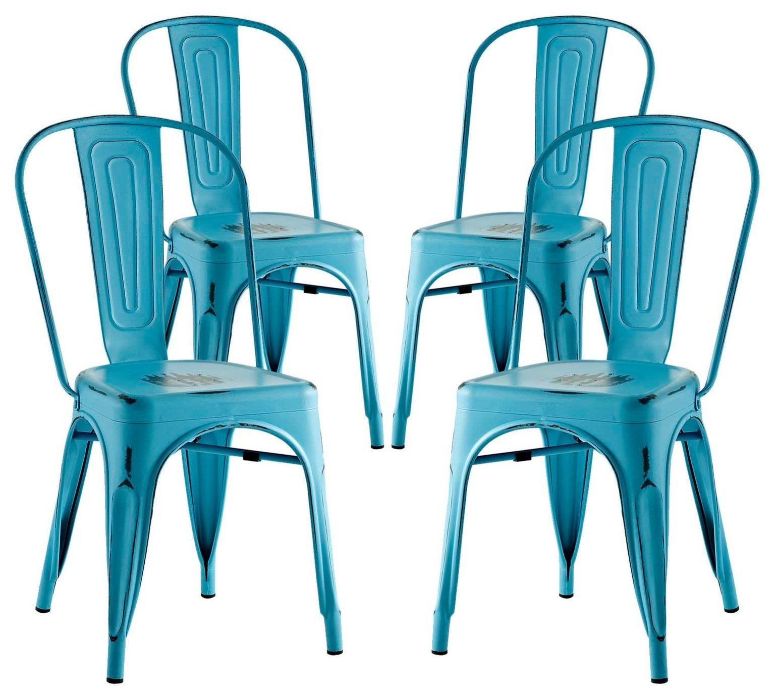 Modern Turquoise Promenade Dining Side Chair Set of 4, 17"Lx20"Wx34"H ...
