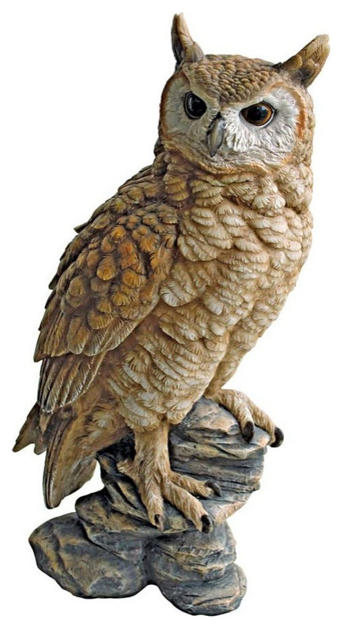 Perching Forest Owl Statue, 8.5"Wx6.5"Dx17"H 4 lbs. - Rustic - Garden ...