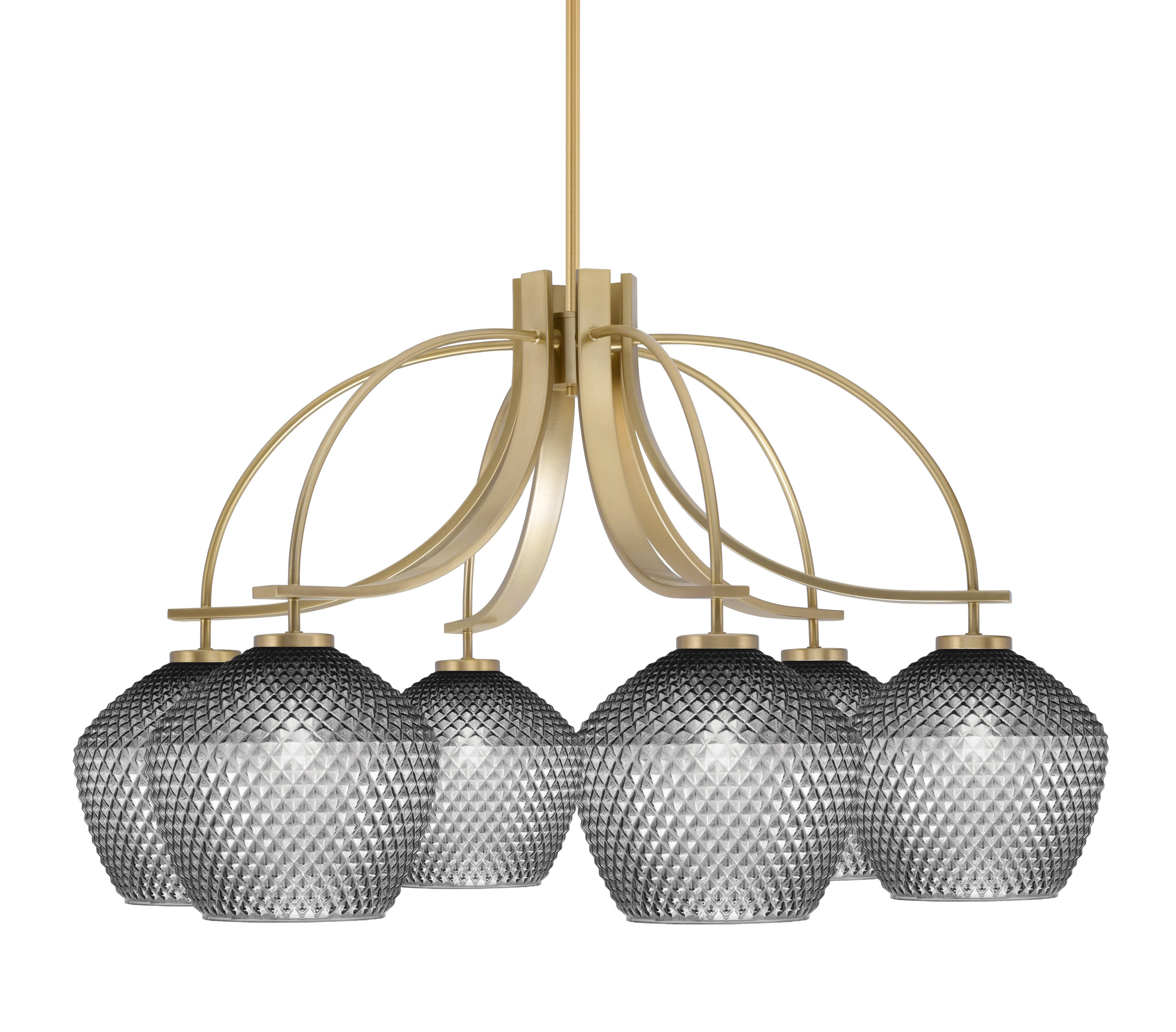Cavella 6 Light, Chandelier, New Age Brass Finish, 9" Smoke Textured ...