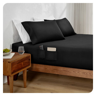 Fitted Dual Pocket Bottom Sheet 1800 Microfiber Ultra-Soft, King ...