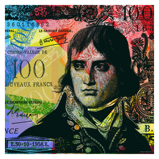 Napoleon Bonaparte Pop Art 100 Francs Banknote Detail, 55x55 Rolled ...