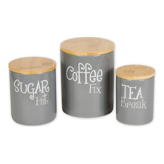Gray Coffee/Sugar/Tea Ceramic Canister Set/3 - Contemporary - Kitchen ...