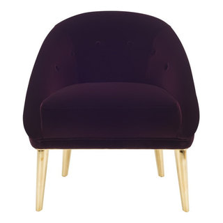 Felicia Velvet Club Chair With Gold Legs Giotto Cabernet - Midcentury ...