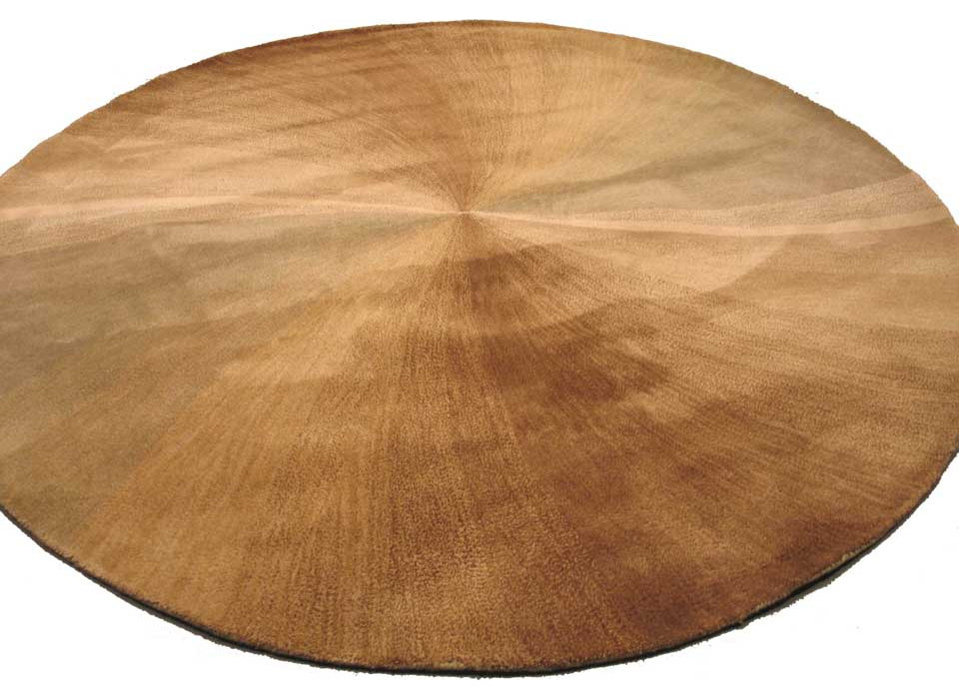 Hand-Tufted Wool Gold Contemporary Abstract Swirl Rug, 7'9 Round ...