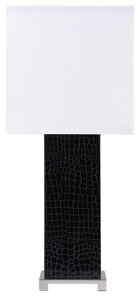 Coaster Bridle Modern Wood Square Shade Bedside Table Lamp Black and ...