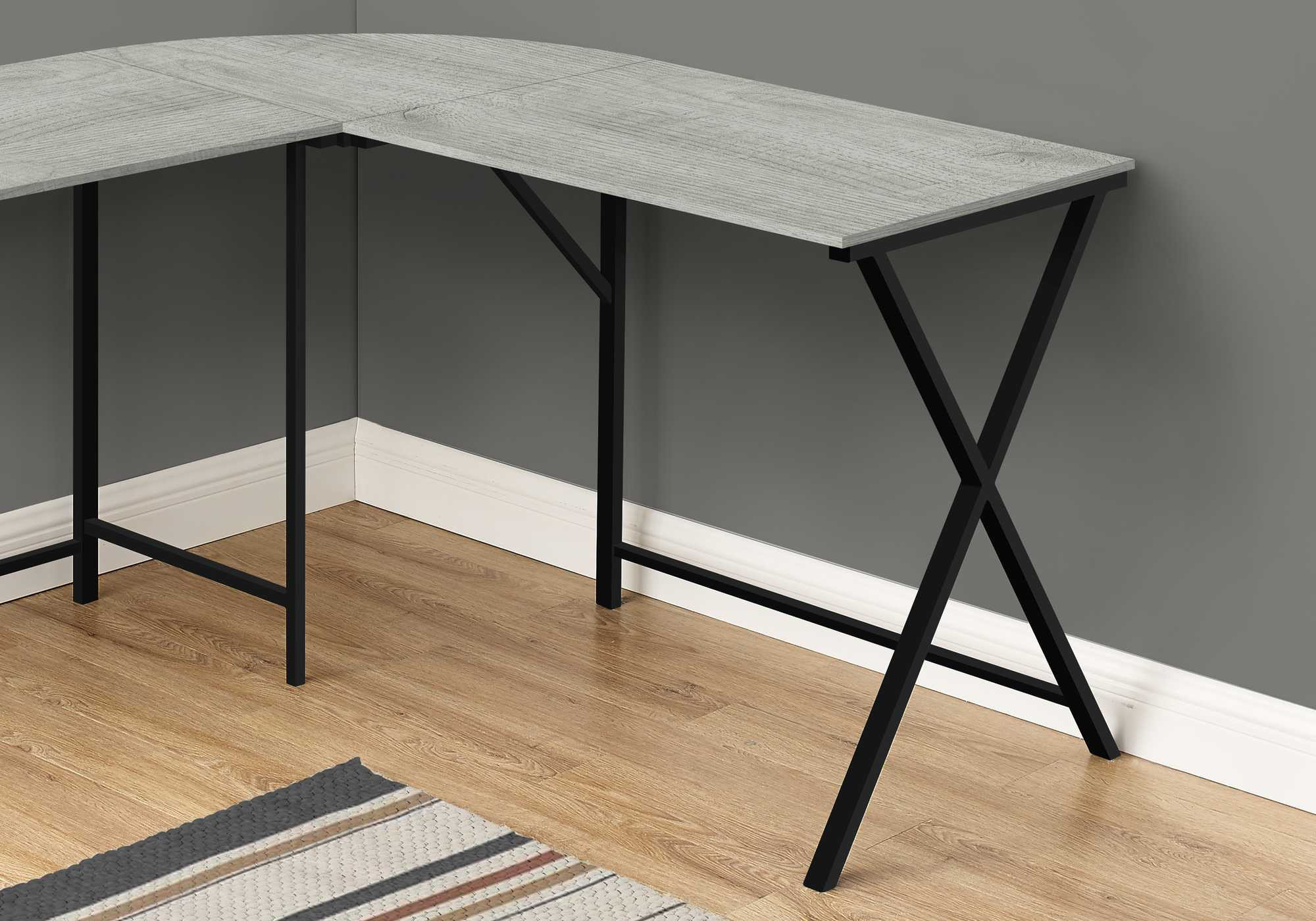 55" Grey Top And Black Metal Corner Computer Desk - Industrial - Desks ...