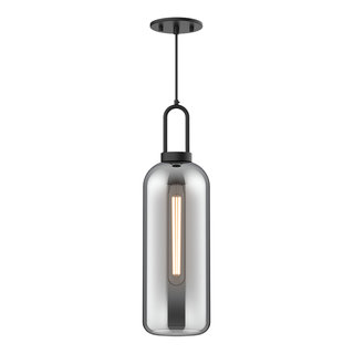 Soji Pendants, Matte Black, Smoked Solid Glass D6"xH20-3/4 ...