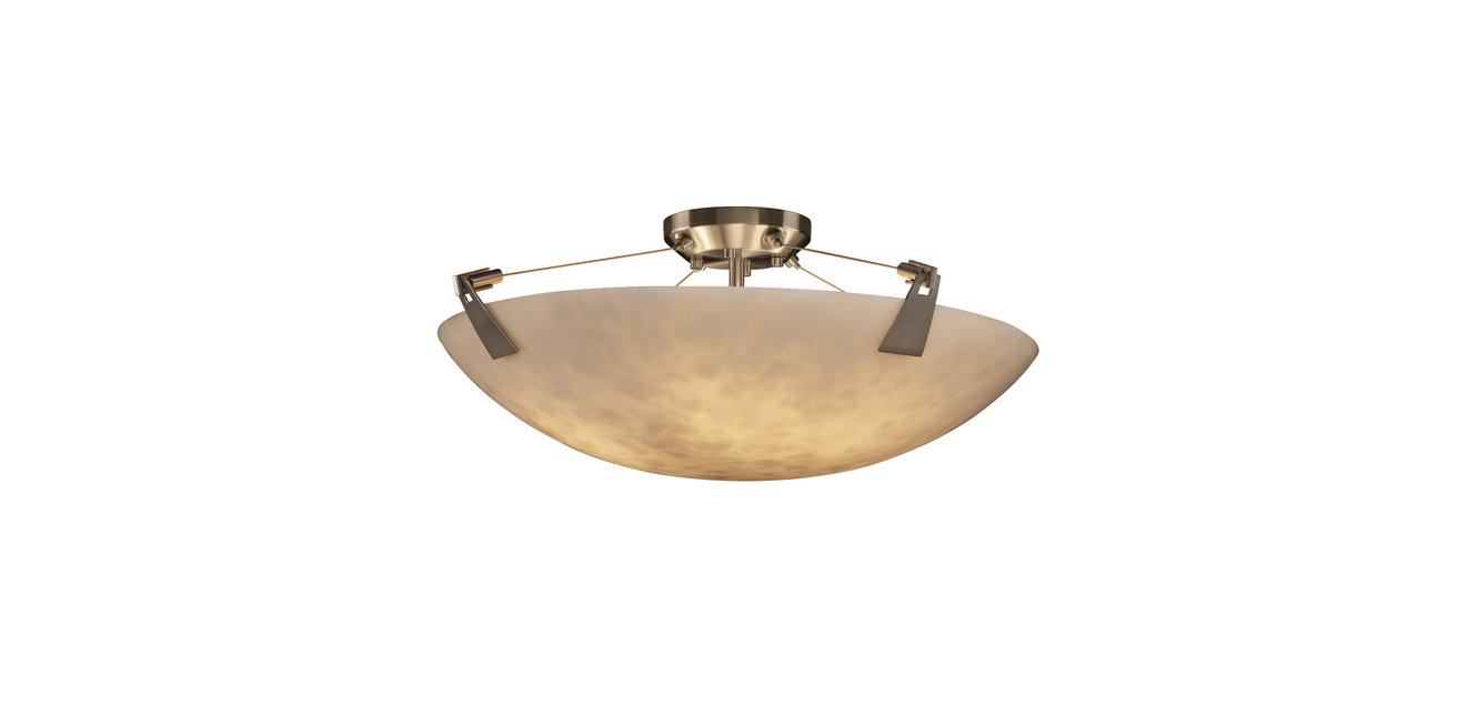 Justice Designs Clouds 24" Semi-Flush Bowl w/Tapered Clips - Brushed ...