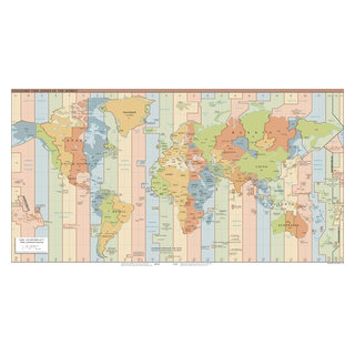 Standard Time Zones of the World Map, Peel & Stick Removable Wall Decal ...