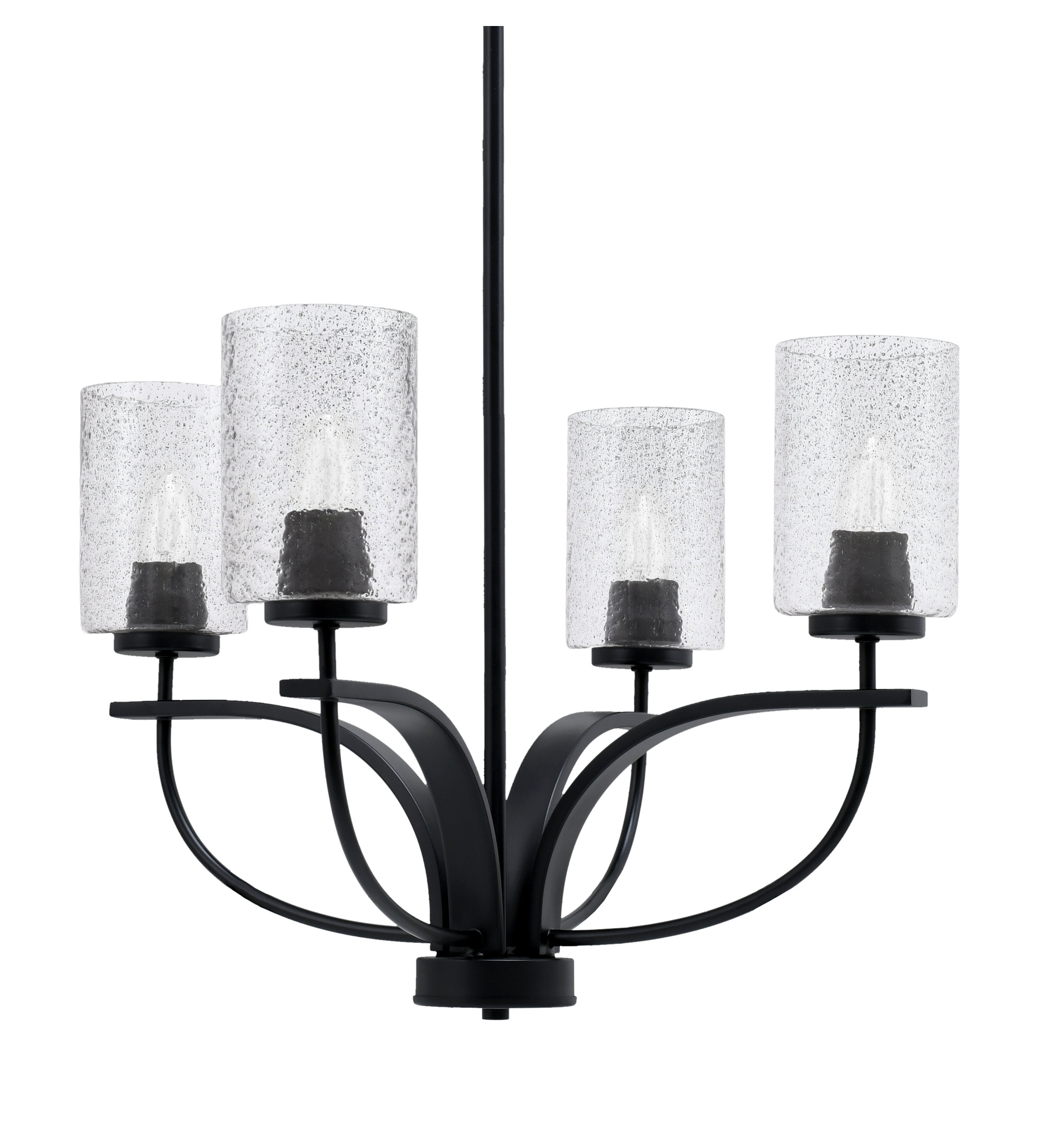 Cavella 4 Light Chandelier, Matte Black Finish, 4" Smoke Bubble Glass ...