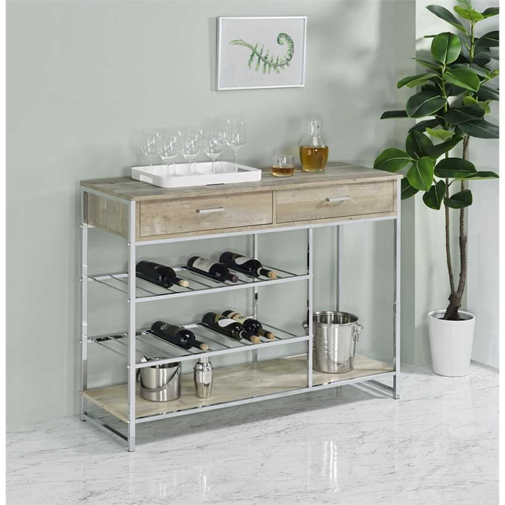 Pemberly Row 2-drawer Contemporary Metal Bar Cabinet Chrome and Gray ...