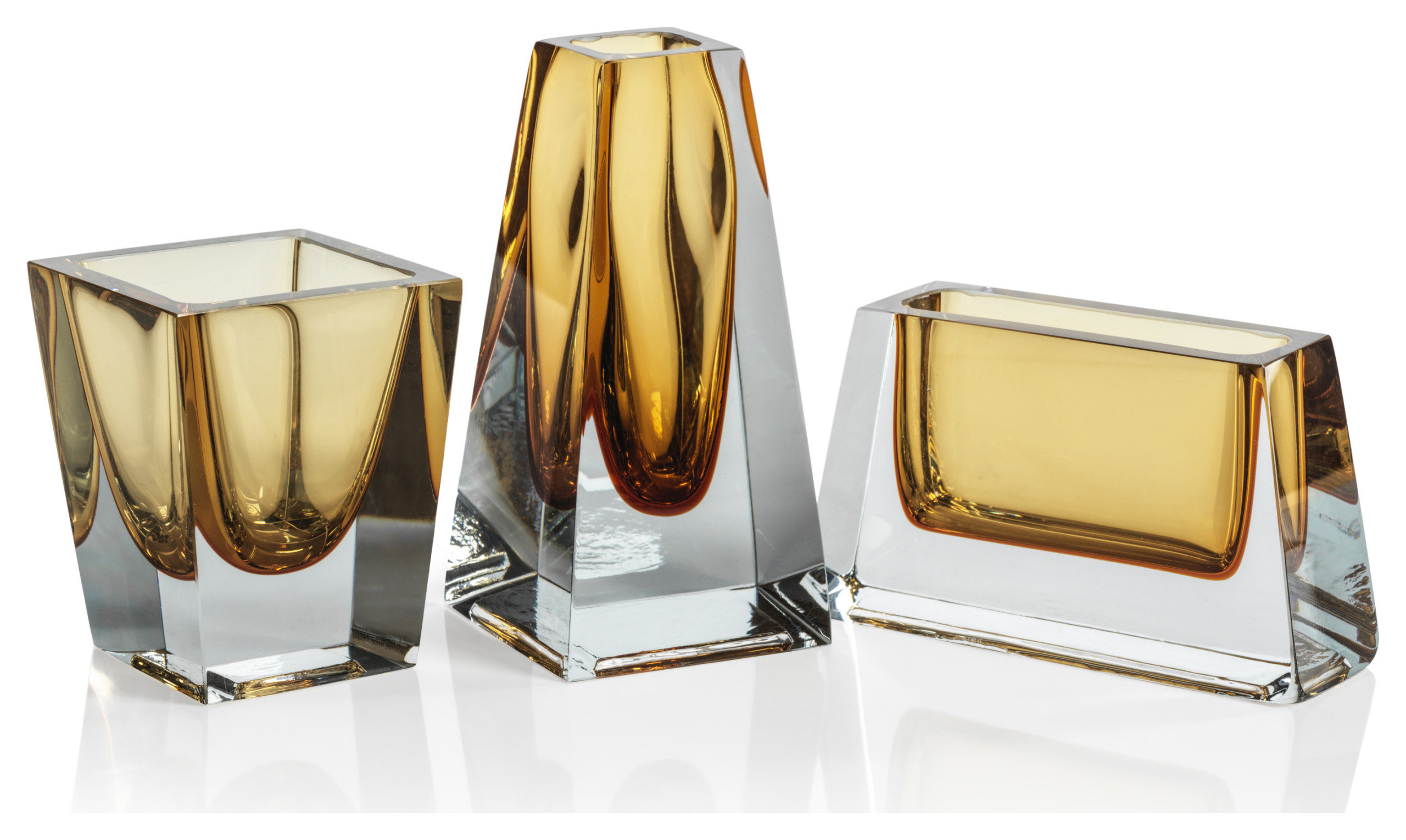 Carrara Polished Amber Glass Vase, Square, 3"x3"x4" - Contemporary ...