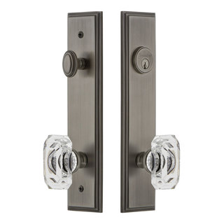 Carre' Tall Plate Complete Entry Set, Baguette Clear Crystal Knob, 2. ...