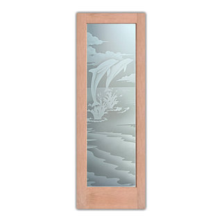 Interior Prehung Door or Interior Slab Door - Dolphins Leaping - Primed ...