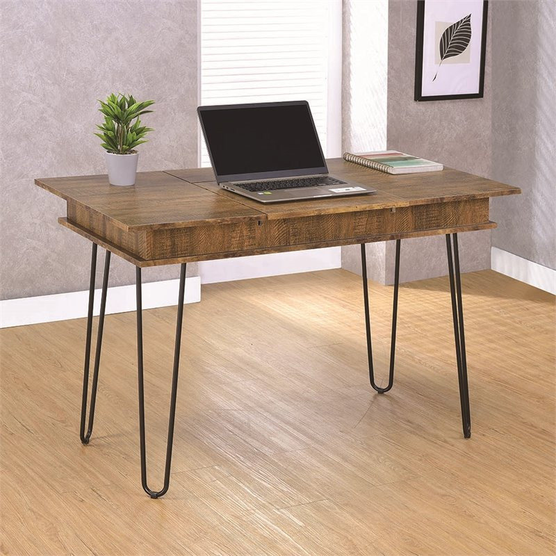 Coaster Sheeran 4 Hidden Storage Wood Writing Desk in Brown and Black ...