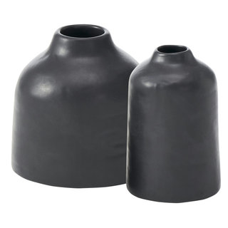 Forio Matte Black Ceramic Set of 2 Vases - Transitional - Vases - by ...