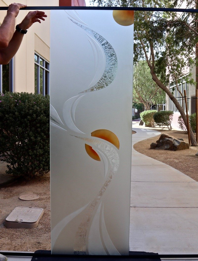 Front Doors - Ribbon Reflection Moons Frosted Glass Design - 30" x 80 ...