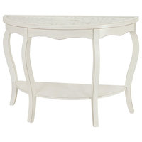 Gallerie Decor Antiqued Carved Transitional Wood/Glass Console Table in ...