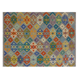 Boho Chic Turkish Kilim Buck Hand-Woven Wool Rug - 6'8'' x 9'6'', 6'8 ...