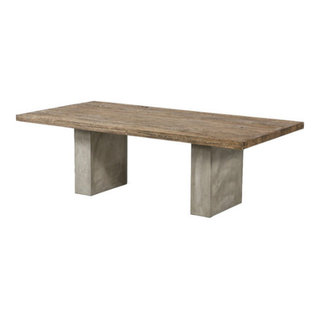 Modrest Renzo Modern Oak and Concrete Dining Table 94" - Industrial ...