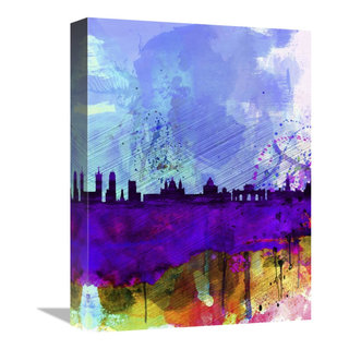 "Madrid Watercolor Skyline" Fine Art Print, 12" x 16" - Modern - Prints ...