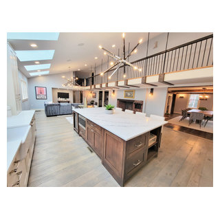 Kitchen / Family Room Addition with view of new catwalk - Transitional ...