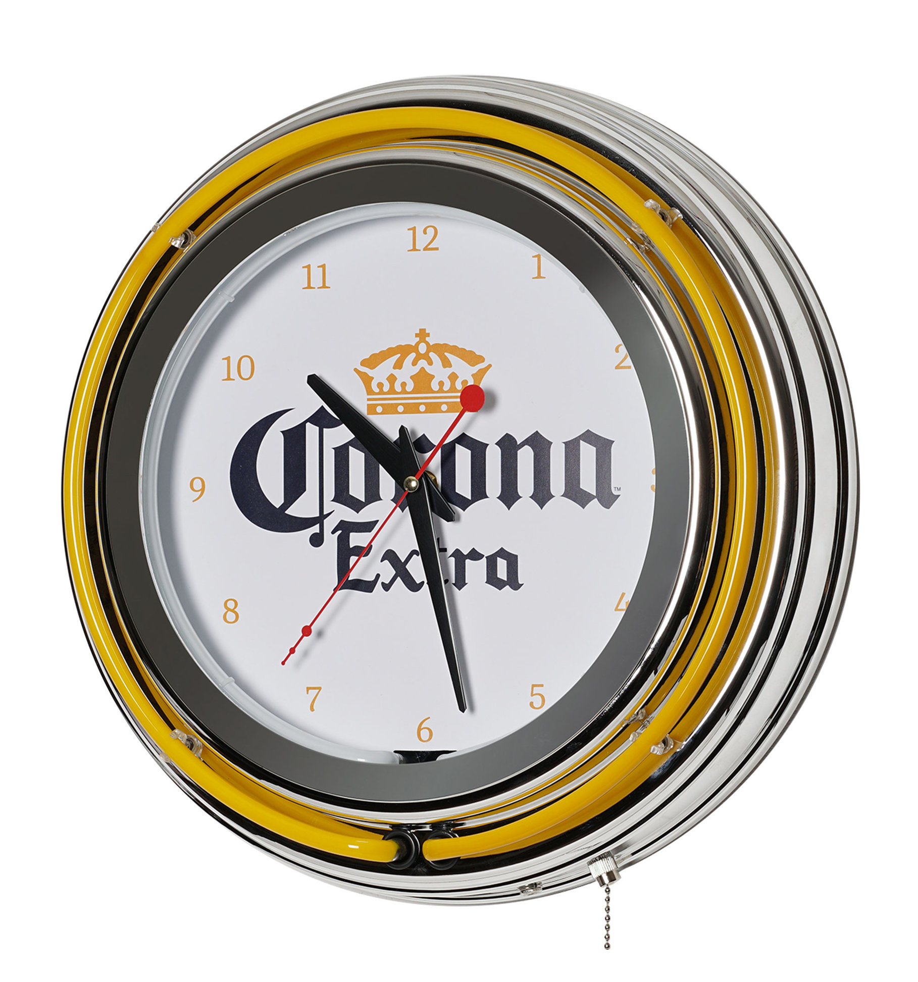 Corona Retro Round Neon Wall Analog Clock with Pull Chain - 14.5 ...