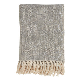 Foil Print Design And Tasseled Cotton Throw - Contemporary - Throws ...