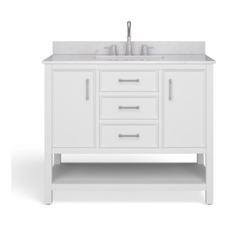 Jorgensen 42" Single Bathroom Vanity, White With Fairy White Quartz Top ...