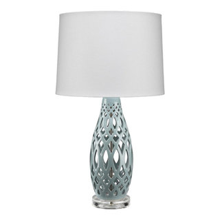 Pierced Ceramic Fretwork Open Entwined Table Lamp 25in Tall Pale Blue ...