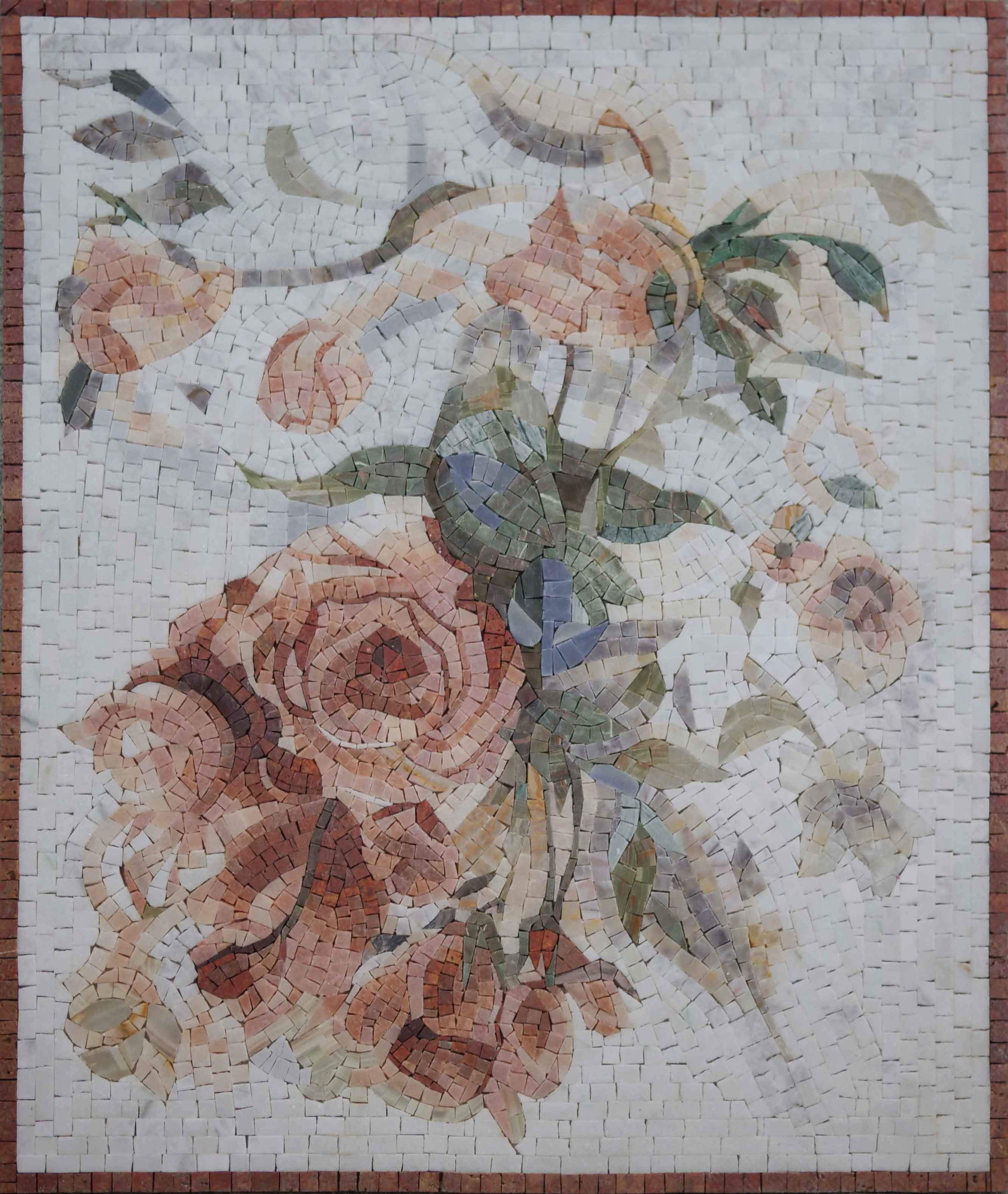 Floral Mosaic Art - Rosalitta, 35" x 41" - Contemporary - Tile Murals ...