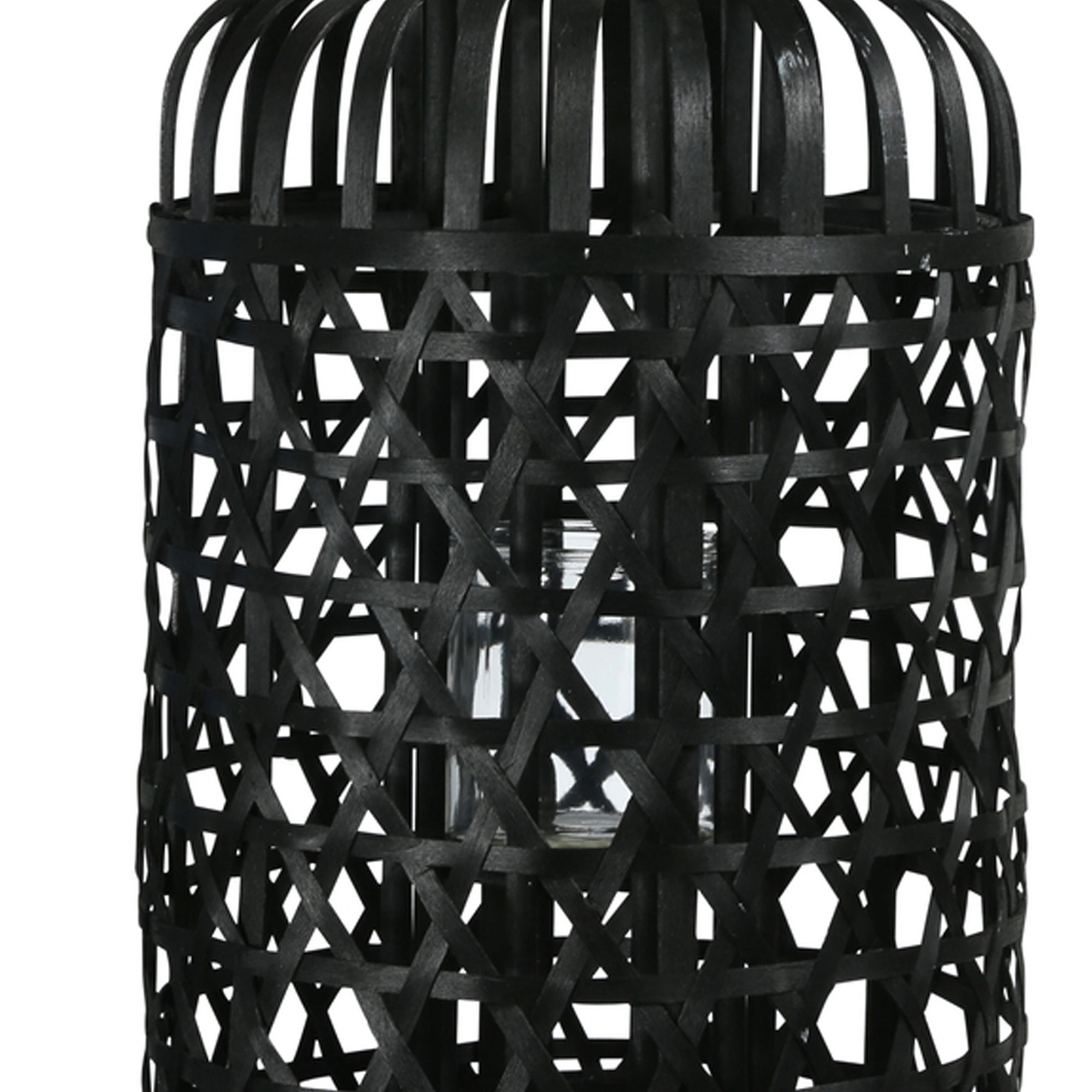 23.25 Inches Octagonal Weave Design Bellied Lantern with Hanger, Black ...