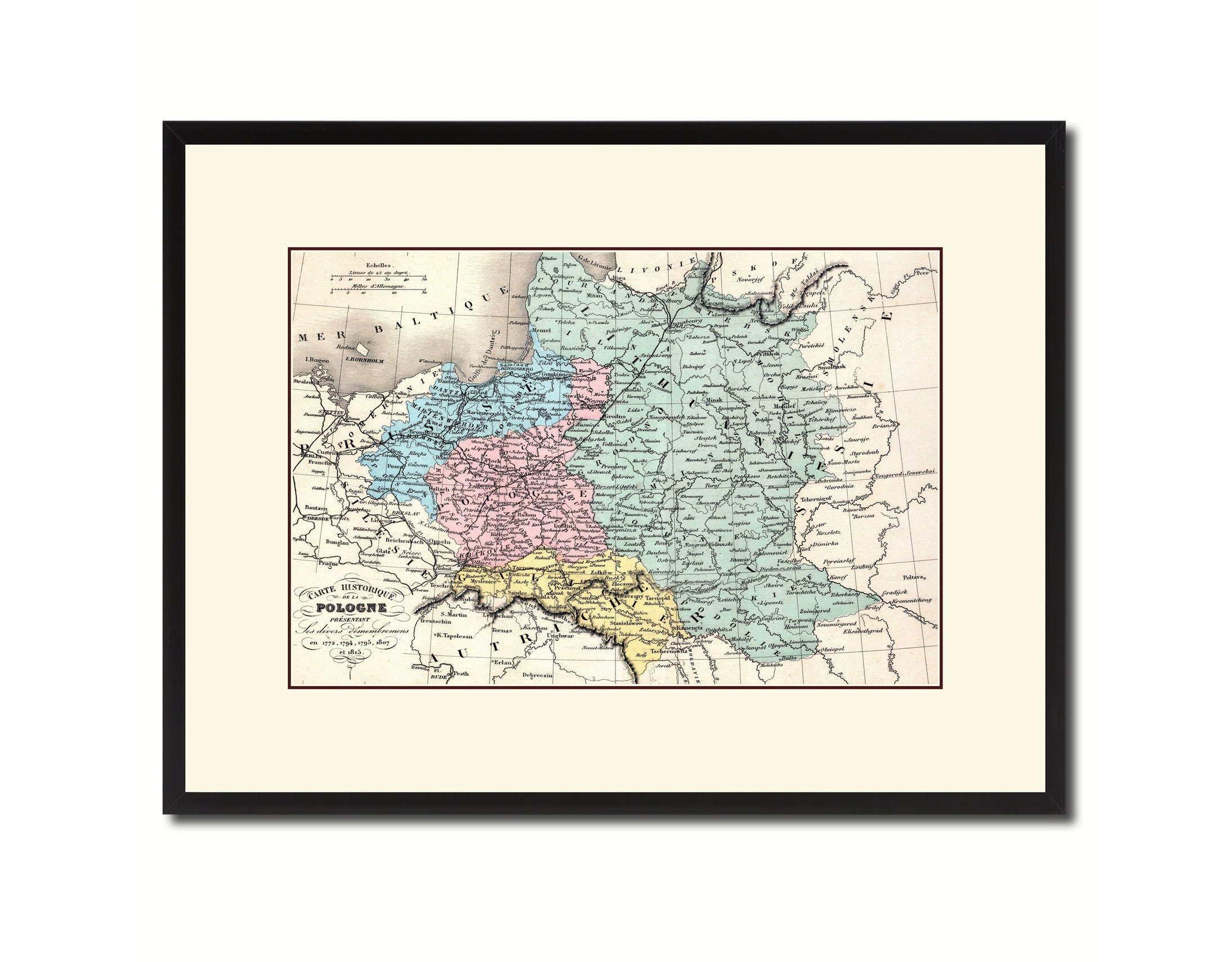 Poland Prussia Germany Vintage Antique Map Wall Art, 16"x21 ...