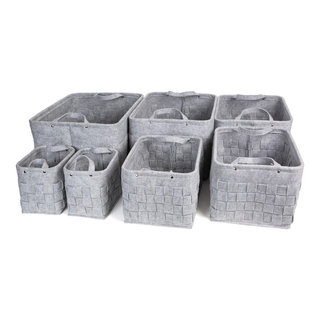 Felt Rectangle Totes, Set of 5, Light Gray - Contemporary - Storage ...