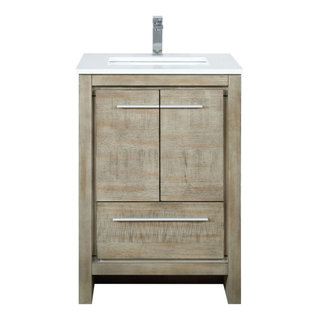 Lafarre 24" Rustic Acacia Vanity, White Quartz Top, and Square Sink ...