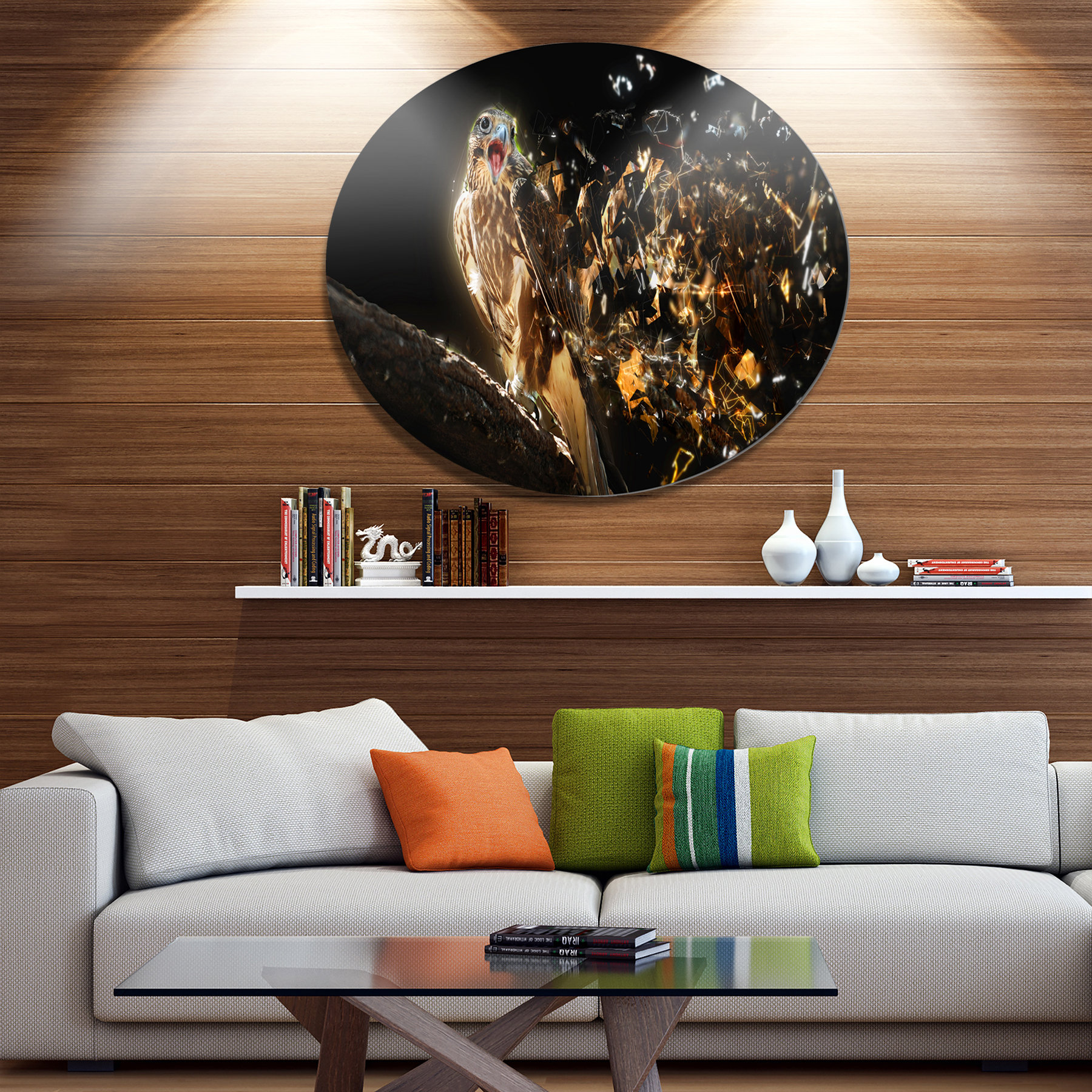 Falcon With Open Beak, Animal Disc Metal Artwork, Disc of 11 inch ...