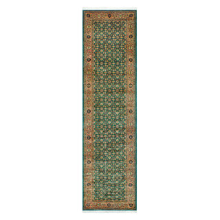 Pak-Persian Elfi Green/Rose Runner, 2'7x9'11, 2'7x9'11 - Traditional ...
