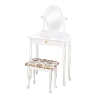 Queen Anne Vanity Set, White - Traditional - Bedroom & Makeup Vanities ...