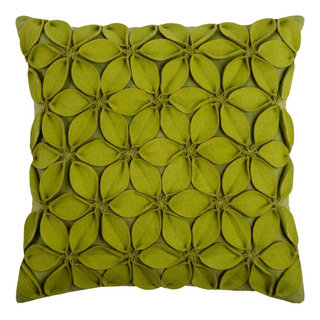 Lime Green Pinwheel Floral Petal Down Throw Pillow - Contemporary ...