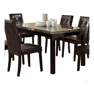 Slick Finish Faux Marble & Pine Wood Dining Table, Brown - Dining ...