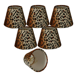 Royal Designs 5" Black/Brown Small Leopard Print Chandelier Lamp Shade ...