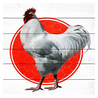 "Journal Fowl" Painting Print on White Wood, 40"x40" - Farmhouse ...